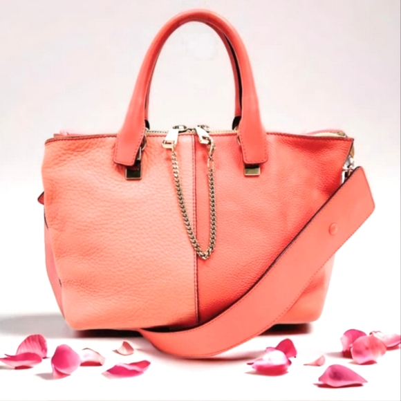 Chloe | Bags | Chloe Coral Two Tones Smooth Calfskin Medium Baylee Tote Crossbody Bag | Poshmark